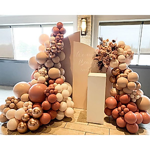 Dusty Rose Pink Balloon Arch Kit Nude Blush Gold Double Stuffed Balloon Garland 121 Latex Pastel Neutral Balloons for Gender Reveal, Baby Shower Bridal Engagement, Boho Wedding baptism Party