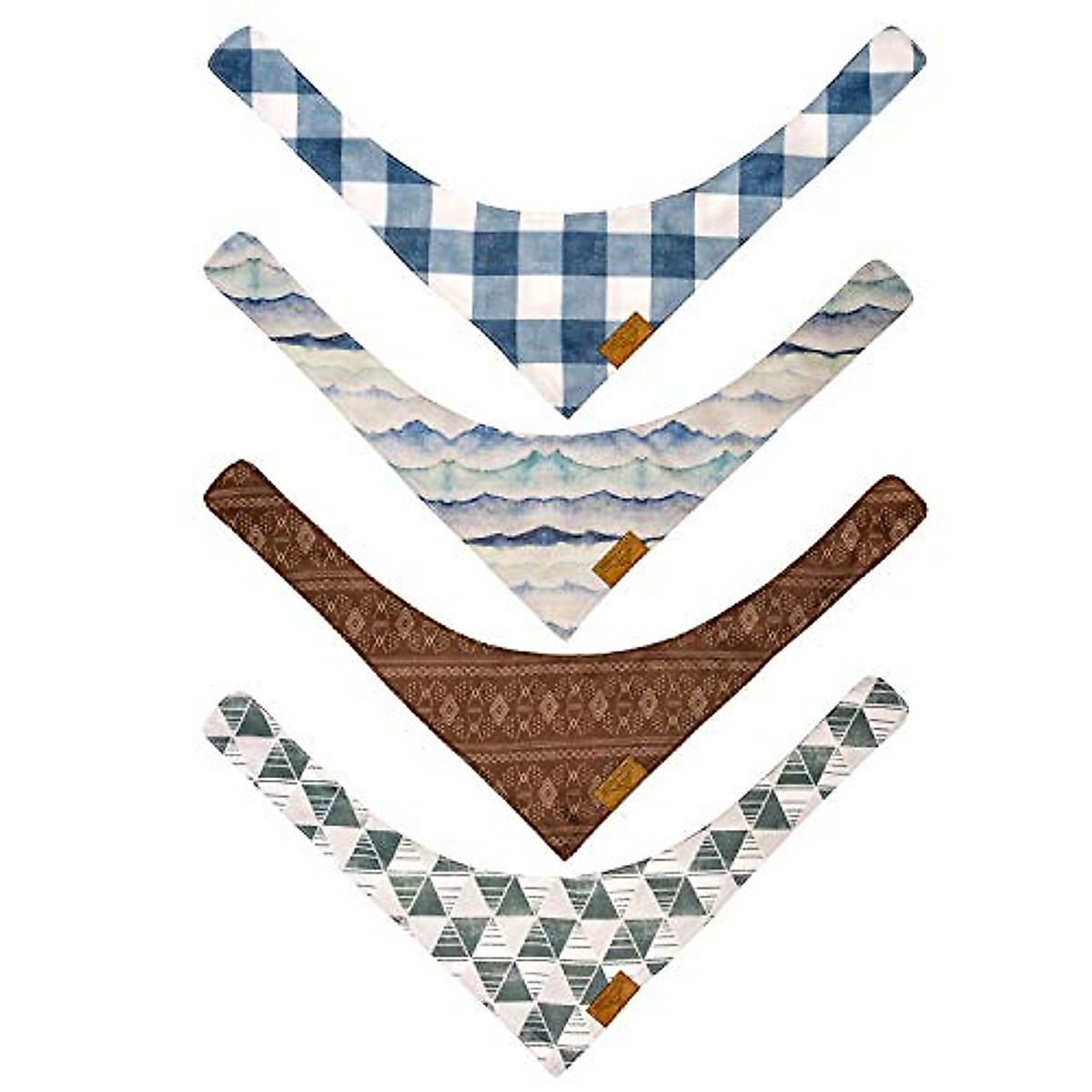 Remy+Roo Dog Bandanas - 4 Pack | Ryan Set | Premium Durable Fabric | Unique Shape | Adjustable Fit | Multiple Sizes Offered (Large)