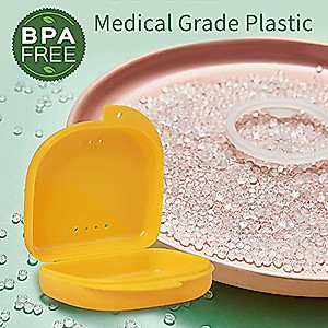 PISSION Retainer Case with Vent Holes, 3 Pack Orthodontic Mouth Guard Cases Cute Denture Case Tight Snap Lock Retainer Holder(Black/Blue/White)