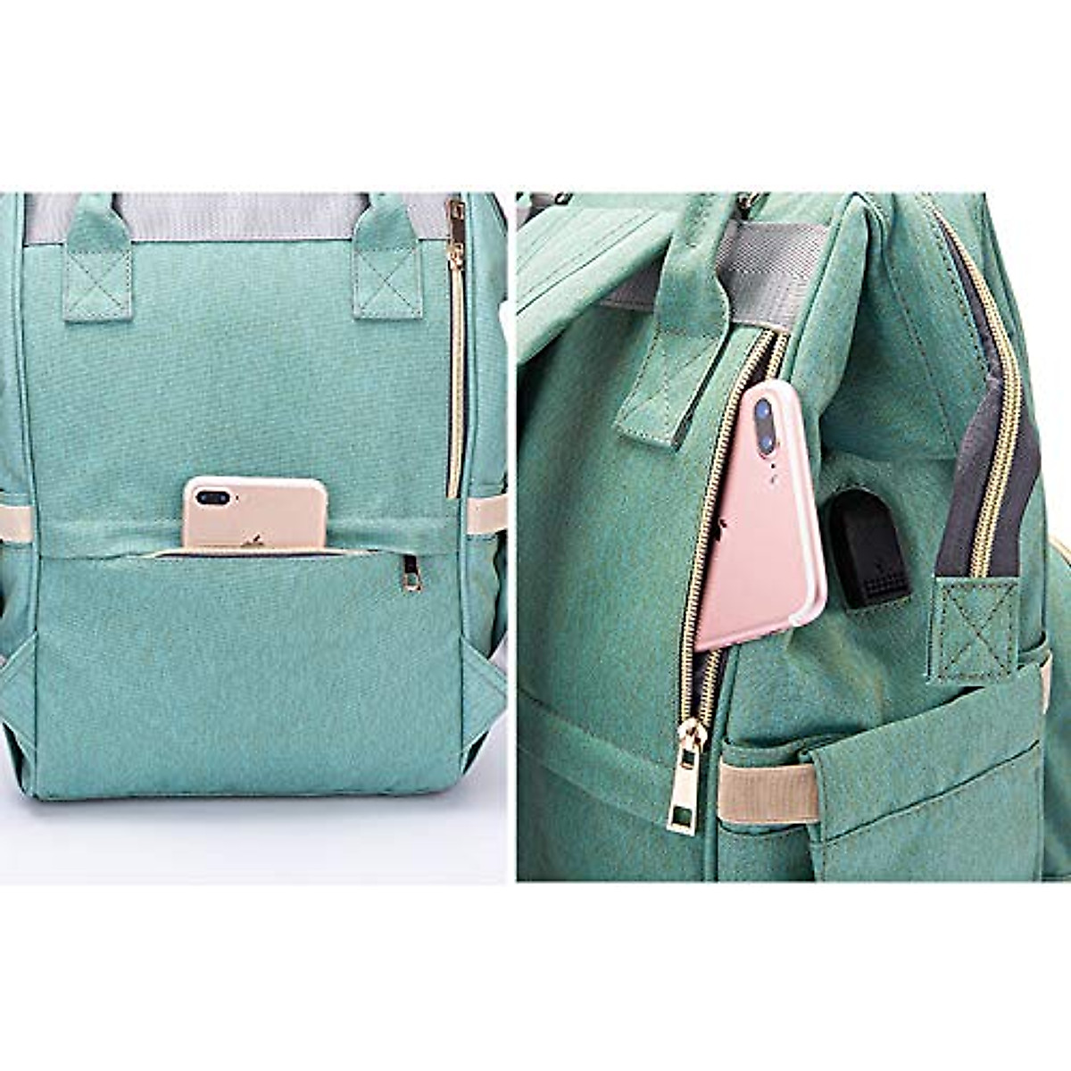 SUXCGE Baby Diaper Bag With USB Interface Large Capacity Waterproof Nappy Bag Kits Mummy Maternity Travel Backpack Nursing Handbag Grey