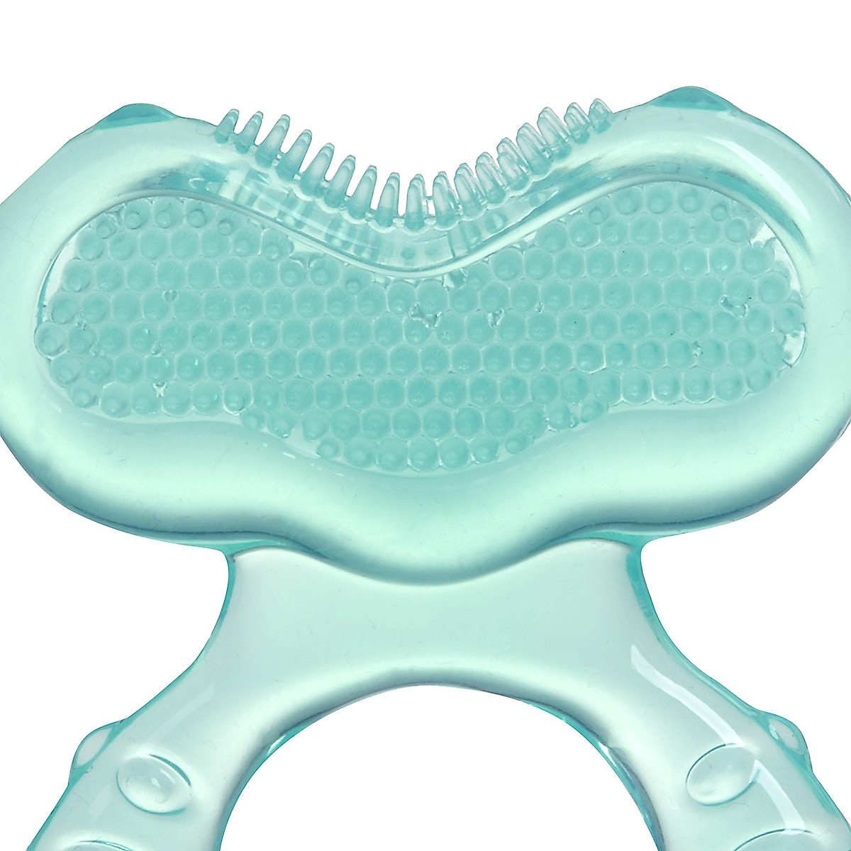 Nuby Silicone Teethe-eez Teether with Bristles, Includes Hygienic Case, Aqua
