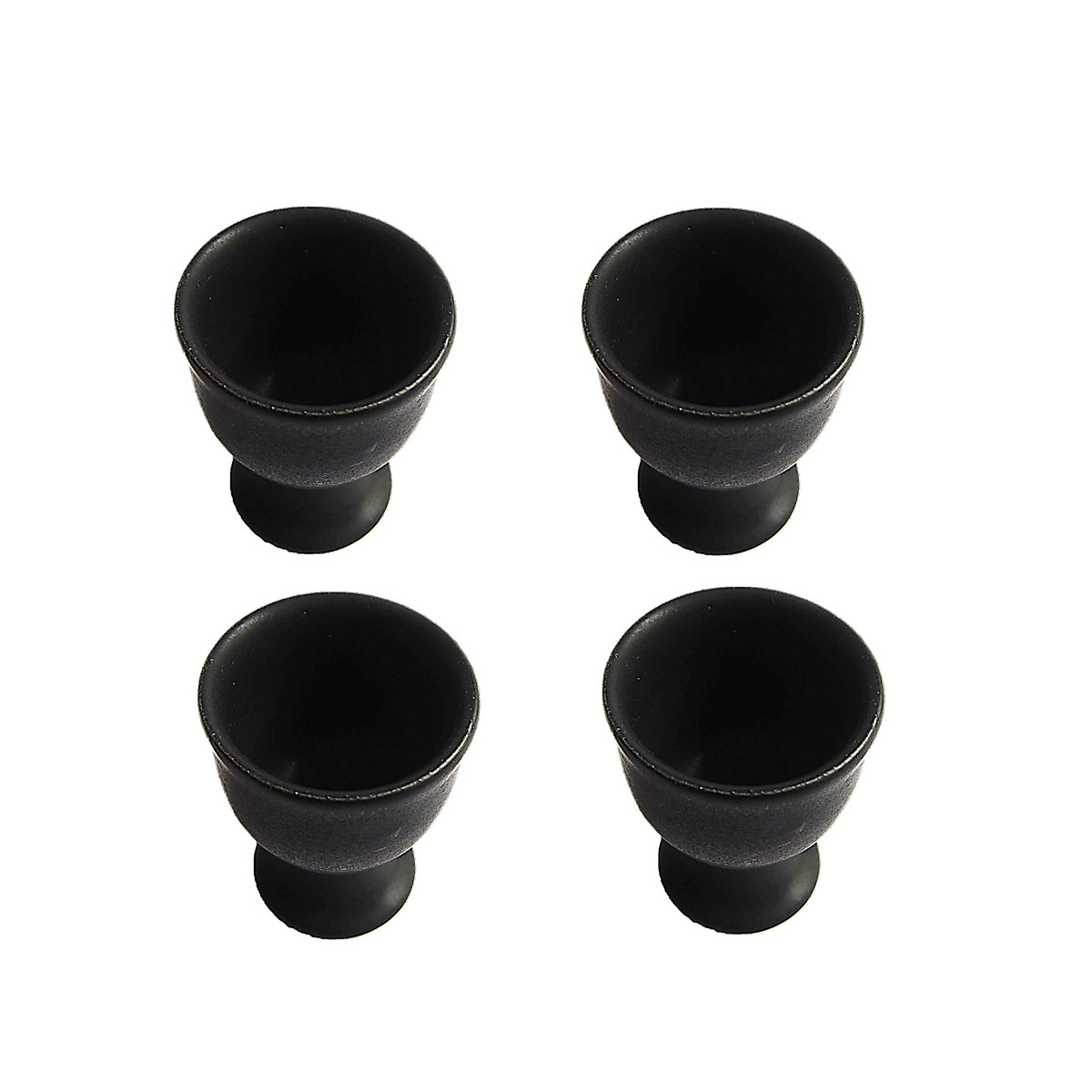 Soft Boiled Egg Holder | Ceramic Egg Cup Set | Ceramic Egg Holder Pottery Housewarming Gift set of 2 (Black)