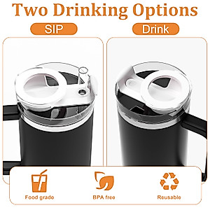 40 oz Tumbler Lid Replacement for Stanley Cup, 2-in-1 Cup Top with Magnetic Phone Holder for Stanley 40 oz Tumbler with Handle, Tumbler Cover Lid for Stanley Cup Accessories (Clear-White)