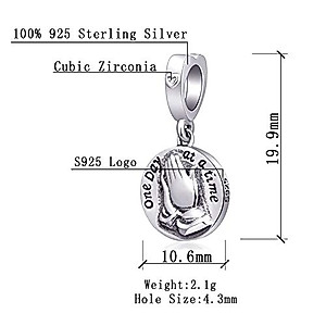 Praying Hands Charms 925 Sterling Silver Love Prayer Dangle-Serenity Change Courage Wisdom Charms fits Pandora Style Bracelet, Gifts for Mothers Day/Thanksgiving