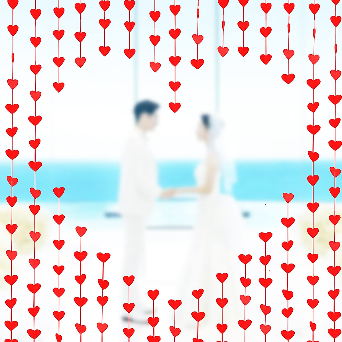 200 PCS Red Hanging Heart Garland Decorations Felt Banner for Valentines Day Wedding Anniversary Birthday Party Supplies Home Décor (DIY)