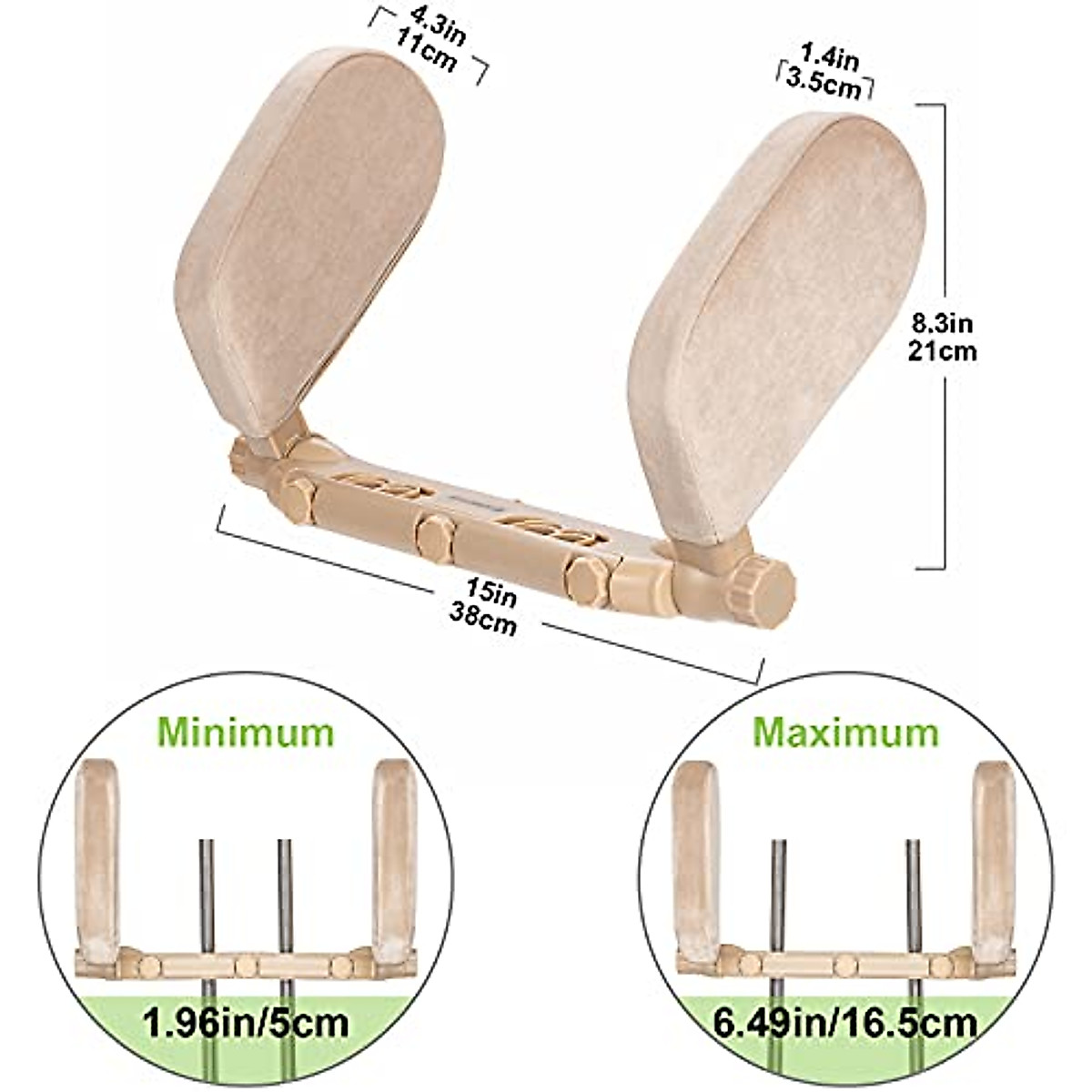 Car Headrest Pillow, Toolwiz Children Pillow for Head Neck Support for Car Seat, Soft Velvet Road Pal Headrest Kids Pillows For Sleeping, Ergonomic 360° Adjustable Travel Pillow for Child Adult, Beige