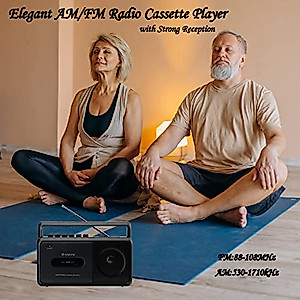 G Keni Portable Cassette Player Boombox AM/FM Radio Stereo, CasetteTape Player Recorder with Earphone Jack Battery Operated or AC Powered