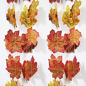 FHzytg Fall Maple Leaf Garland, Artificial Autumn Maple Leaves Plants Vine Hanging Garland for Home Garden Kitchen Office Wedding Wall Doorway Party Backdrop Decoration Thanksgiving Decor 6.6ft Long