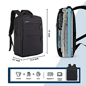 Laptop Backpack, Laptop Backpack 15.6 inch,Durable Business Travel Laptops Backpack with USB Charging Port, Water Resistant College School Computer Bag Gifts for Men & Women Fits Notebook, Black