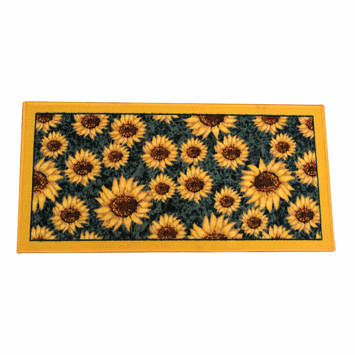 Kashi Home Kitchen Rug, Printed Area Rug, Durable Floor, Door Mat, Farmhouse Non-Slip Carpet Latex Backing Beautiful Design Sunflower 3pc Set (2 18x30 D Shape & 1 20x40)
