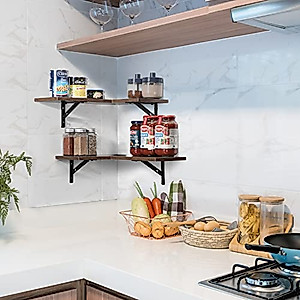 LIANTRAL Corner Floating Shelves, Set of 4 Wall Shelves, Wood Display Storage Shelves for Wall Decor, Bathroom, Kitchen, Bedroom, Living Room, Office