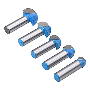 ROOCBIT Core Box Router Bit Set Double Flute Round Nose Router Bit Woodworking Tool Round Groove Router Bit 1/2 Inch Shank -( 5/8" 3/4" 7/8" 1" 1-1/8") 5PCS