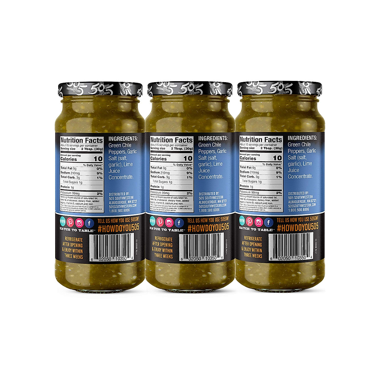 505 Southwestern Flame Roasted Green Chile, Medium (3-16oz Value Pack)