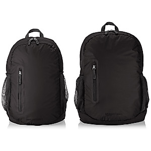 Amazon Basics Lightweight Packable Hiking Travel Day Pack Backpack - 17.5 x 17.5 x 11.5 Inches, 25 Liter, Black