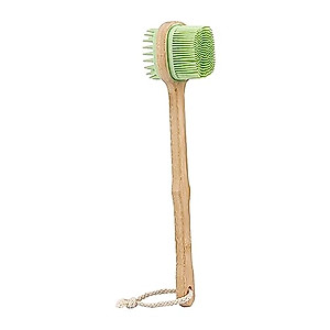 Kokiya Shower Brush Back Scrubber,Dual Sided Long Handle Back Scrubber,Bath for Body Shower, Green, 32.5cmx7.1cm