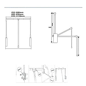Brown Drop-Down Wardrobe Hanging Rail, Aluminum Alloy Closet Storage Rack, Adjustable Closet Rod Wardrobe Lifter Storage Rack, Adjustable 450-1150mm, Load 30KG (Size : 830-1150mm)