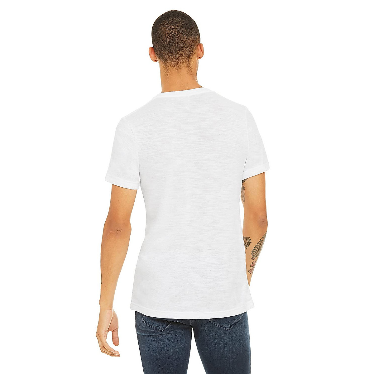 Bella Canvas Comfortable V-Neck Jersey T-Shirt, Medium, White Slub