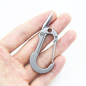 SZHOWORLD Small Titanium Carabiner with Folding Knife, EDC Multitool Keychain Clip Box Cutter, Perfect for Everyday Carry, Outdoor,Office,Camping,Hiking