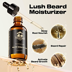Waking Forest Beard Oil, [Thicker Beard] Beard Growth Oil Sandalwood with Vitamin E、Rosemary、Castor Beard Oil for Men Growth, Softens & Strengthens Beard Serum