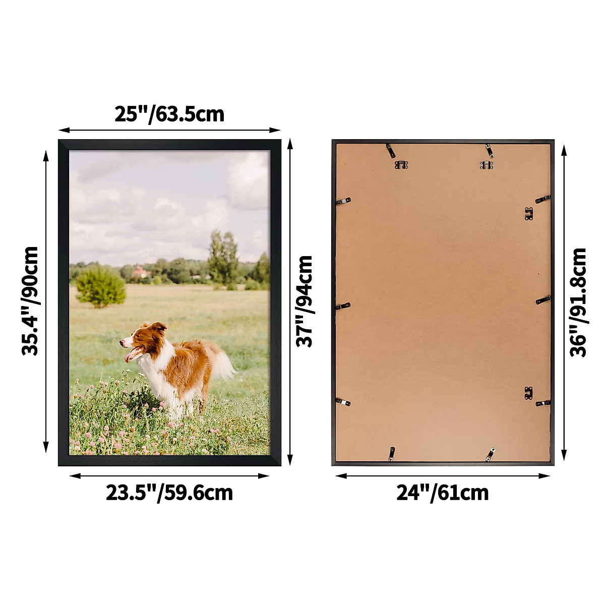 Lavezee 24x36 Black Poster Picture Frames Set, Made to Display 24 by 36 Inch Photo Prints Frame for Wall Decor