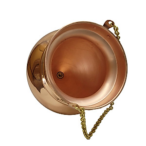 Pure Copper Shirodhara Pot Ayurvedic Equipment with Control Valve and Brass Chain for Panchkarma Abhyanga Sodhana Ayurveda Massage Basti Nasya (Extra Large Shirodhara)