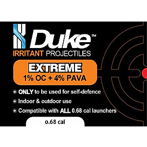 Duke Extreme Non-Lethal Self Defense .68 Caliber Pepper Projectiles - (7 Count) | Premium Pepper Spray Balls - 1% OC + 4% PAVA