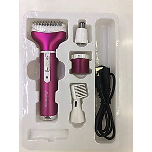 FAMKIT Facial Hair Removal for Women, Upgraded Waterproof Painless 4 in 1 Lady Grooming Kit-Facial Hair Remover, Body Shaver, Nose Hair & Eyebrow Trimmer, USB Rechargeable