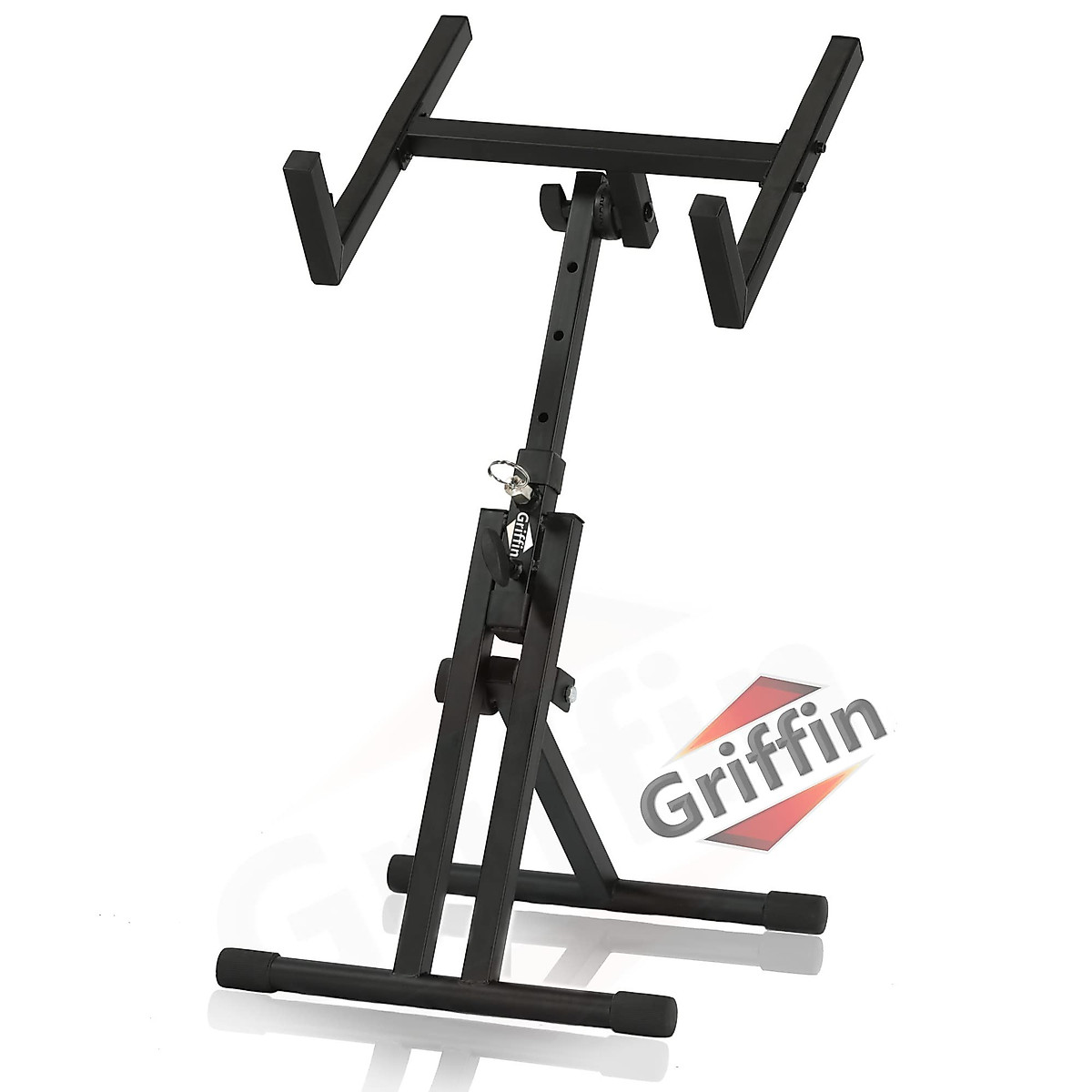 Guitar Combo Amplifier Stand by GRIFFIN | PA Speaker Karaoke Monitor Holder | Low Profile Pro-Audio Amp Tilt Back Mount Stand | Adjustable Speaker Cabinet Stage Equipment Platform Riser & Studio Chair