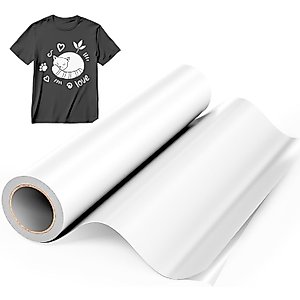 Hisiu White HTV Heat Transfer Vinyl,12" x8ft White Iron on Vinyl for T Shirts, White HTV Vinyl Roll Compatible with Cricut and All Cutting Machine, Stretch Vinyl Easy to Cut and Transfer DIY Design