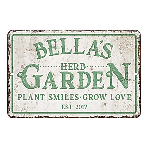 Personalized Vintage Distressed Look Herb Garden Metal Room Sign (8x12 Inches)