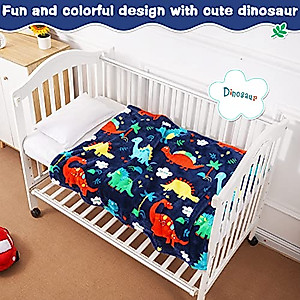 Lukeight Dinosaur Baby Blanket for Boys and Girls, Soft Warm Cozy Fleece Toddler Dinosaur Blanket, Small Lightweight Baby Blanket for Crib, Stroller, Travel and Bed- 40x30 Inches