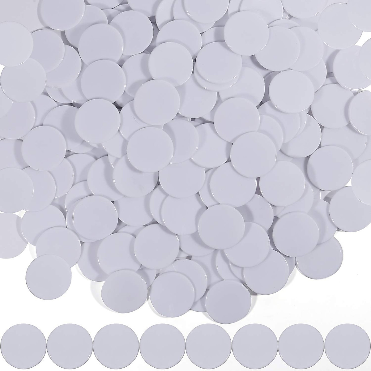 Coopay 1-1/5 inch Plastic Learning Counters Disks Bingo Chip Counting Discs Markers for Math Practice and Poker Chips Game Tokens, 200 Pieces(White)