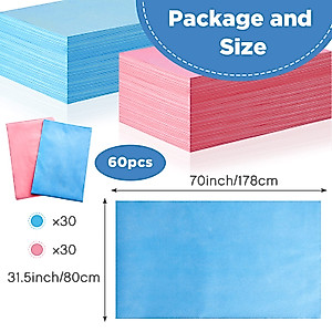 60 Pieces Massage Table Cover Disposable Sheets for Massage Table Waterproof Disposable Bed Sheets Oil Proof for Spas Beauty Salons Lash Bed, 31.5 x 70.1 Inch (Pink, Blue)