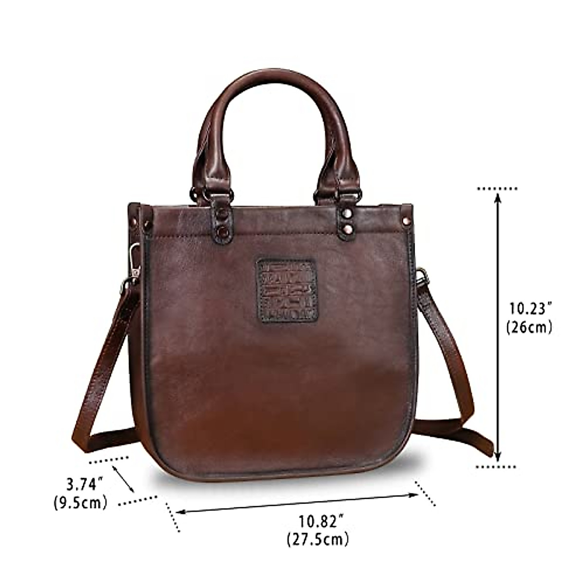 Genuine Leather Top Handle Handbag Purse for Women Vintage Over the Shoulder Bag Handmade Crossbody Satchel (Coffee)