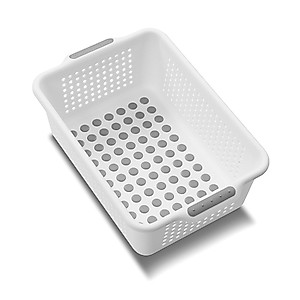 madesmart Baby Classic Medium Storage Basket - White | BABY COLLECTION | Organizer for Diapers, Baby Bottles, Lotions, Wipes or Toys | Durable | Soft-grip Dots and Non-slip Feet | BPA-Free