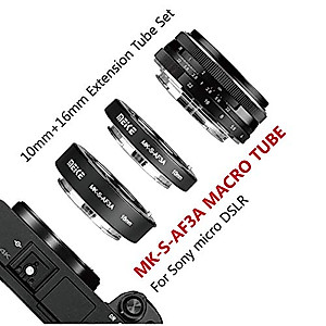 MEIKE MK-S-AF3A Metal Auto Focus Macro Extension Tube Adapter Ring (10mm+16mm) for Sony Mirrorless E-Mount FE-Mount A7 NEX Camera A7 A7M2 NEX3 NEX5 NEX6 NEX7 A5000 A5100 A6000 A6300 A6500 A9 A7III
