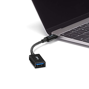 Amazon Basics USB 3.1 USB-C to USB-A Female Adapter Cable Converter, 5Gbps High-Speed, USB-IF Certified, for Laptops, Tablets, Phones (iPhone 16/15), Black