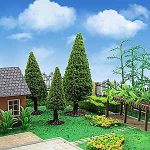 S0701 15pcs Dark Green Pine Model Cedar Trees and 8pcs Model Cows for Model Railroad Scenery Landscape Layout HO OO Scale New