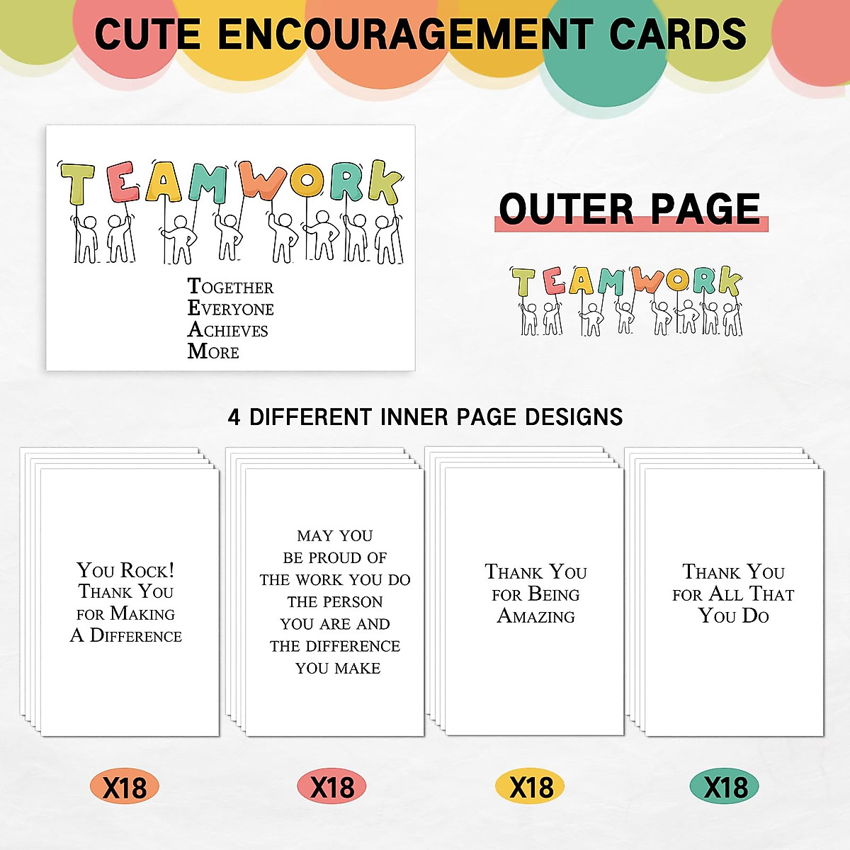 Tenceur 72 Sets Appreciation Cards with Envelopes Employee Appreciation Cards Work Anniversary Cards for Employees Work Anniversary Cards Staff Gifts