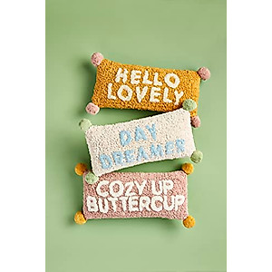 Mud Pie Colorful Tufted Pillow, Hello