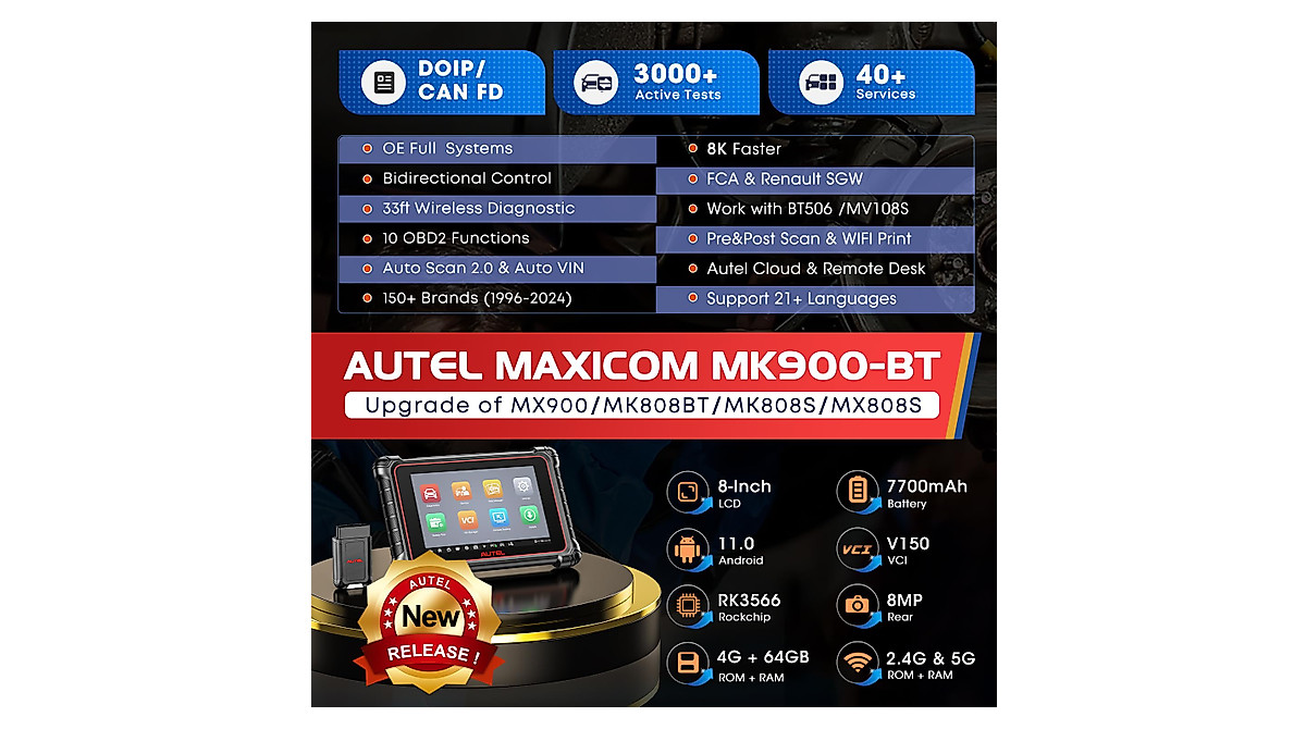 Autel MaxiCOM MK900-BT: 2024 Advanced Bidirectional Tool