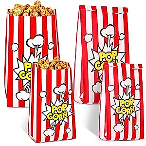 Tallew 120 Pieces Paper Popcorn Bags Individual Servings 1 oz, 2 oz, for Movie Carnival Birthday Game Theme Party Supplies Small Medium Size Popcorn Container Bags for Popcorn Machine White