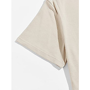 GORGLITTER Men's Rose & Slogan Graphic Round Neck T Shirt Short Sleeve Casual Tee Shirts Khaki Medium