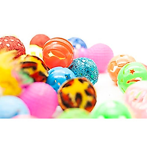 Fashion's Talk 40 Pack Plastic Ball Cat Toys Lattice Balls with Bell Jingle Bulk Kitten Toy, Gift Box Color Varies