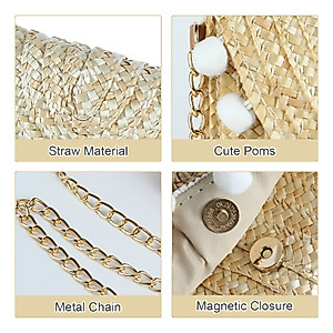 Freie Liebe Straw Crossbody Purse for Women Summer Beach Handmade Shoulder Bag Casual Envelope Woven Handbags