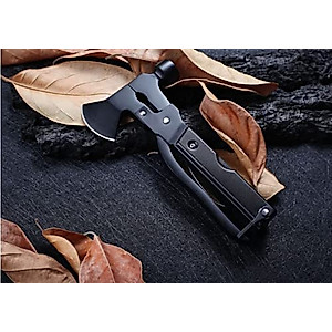 HMQCI Survival Tool Christmas Birthday Gift for Men,Multitool Camping Accessories Hatchet Christmas Stocking Stuffers Gifts for Men Dad Husband Multitool Hammer (Black 1)