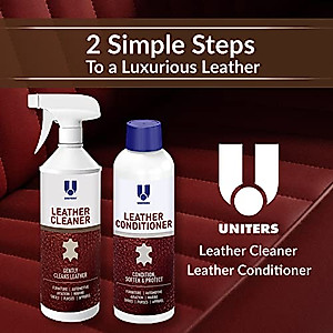 UNITERS Leather Cleaner and Conditioner Foam Solution Cream Bundle, for use of Leather Furniture, Car Interior, Apparel, Boots, Shoes, Bags, and More