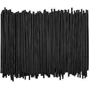 Disposable Plastic Coffee Stirrer Straw - 5 Inch Sip Stir Stick (Black, 1,000)