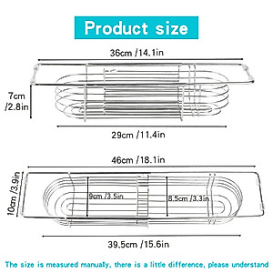 Retractable sink drain rack, 304stainless steel expandable sink storage rack, adjustable sink rack, kitchen sponge drying rack, sink tray, soap rack, breathable drainage (adjustable length 14in-18in)
