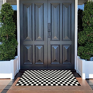 Seavish Checkered Rug, 2x4 Ft Moroccan Checkerboard Rug Black and White Outdoor Washable Runner Rug Cotton Woven Area Rugs Reversible Floor Mat for Front Door Bedroom Entryway Hallway Entryway